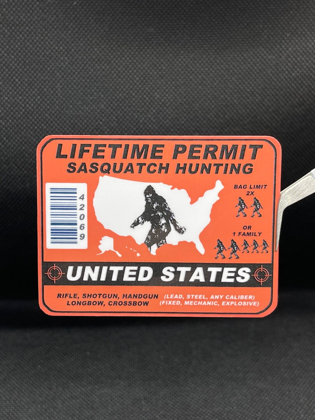 USA Bigfoot Sasquatch Hunting Permit Funny Sticker Glossy or ...