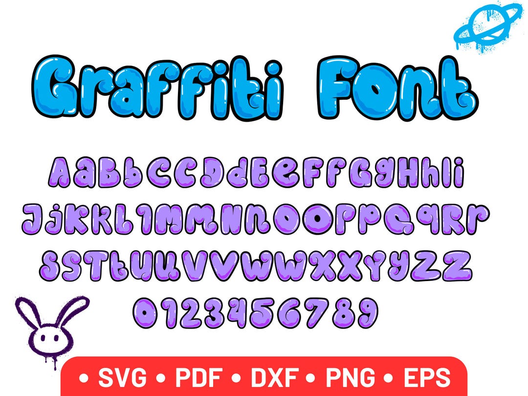 Graffiti Font SVG Street Inspired Clipart Bubble Letter Font Alphabet ...