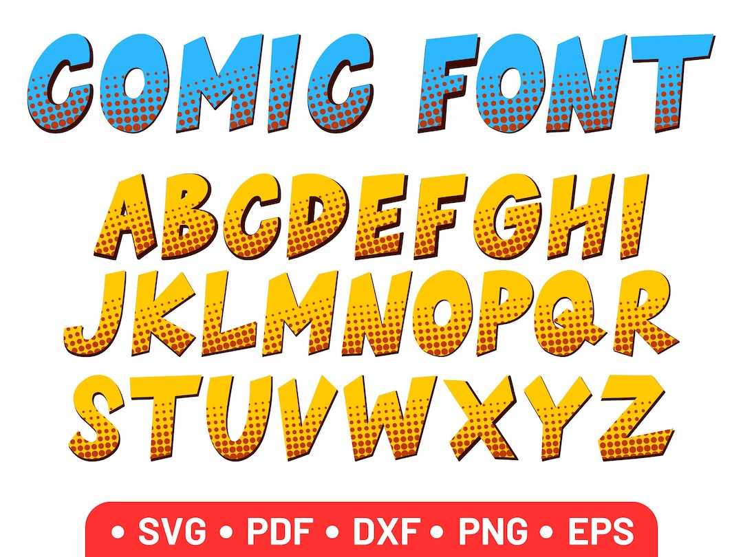 Comic Font SVG Comic Bubbles Clipart Kids Font Hero Alphabet Font for ...