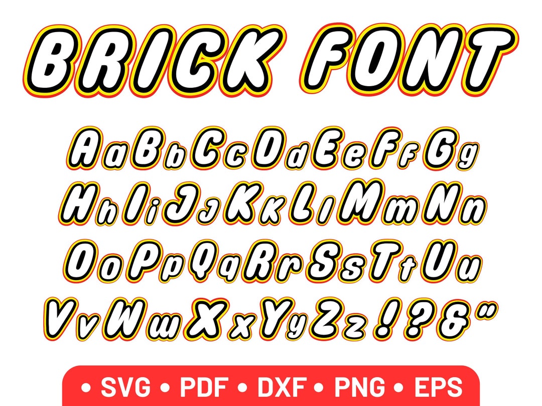 Brick Font SVG Building Block Clipart Birthday Party Font Block ...