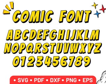 Comic Font SVG Comic Bubbles Clipart Kids Font Hero Alphabet Font for ...