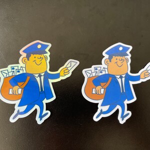 Holographic Mailman Delivery Man USPS Sticker, Cute Postal Mailbox ...