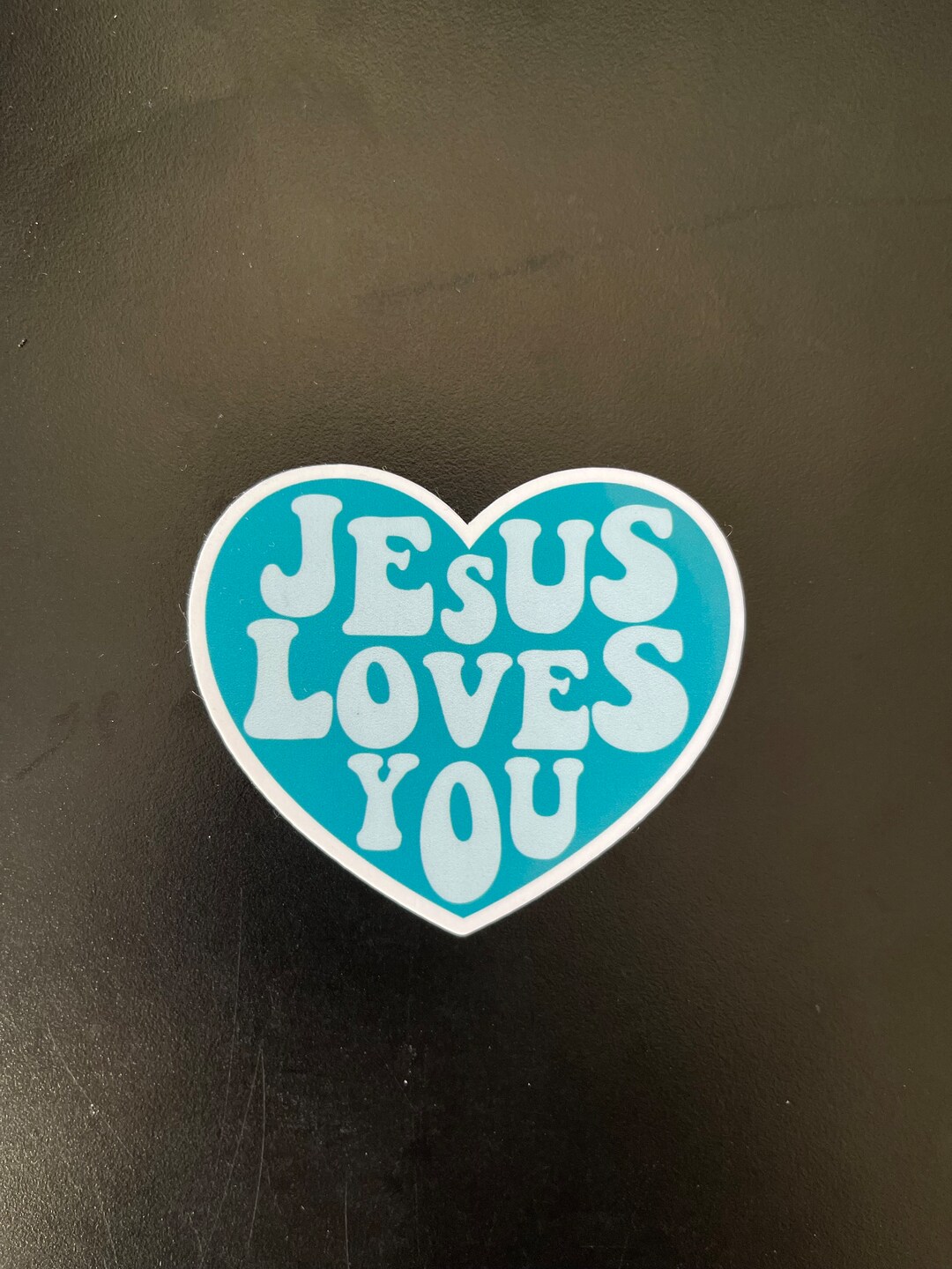 Inspirational jesus Loves You Heart-shaped Sticker Vibrant Blue & White ...