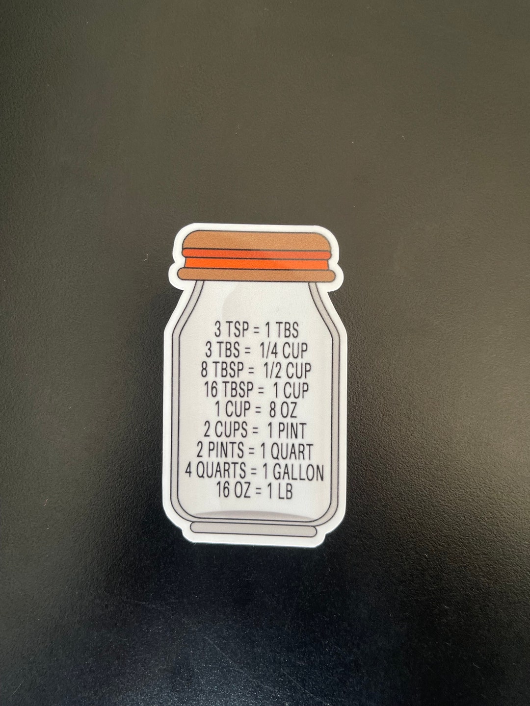 Kitchen Measurement Conversion Chart Sticker Mason Jar Decal Baking and ...