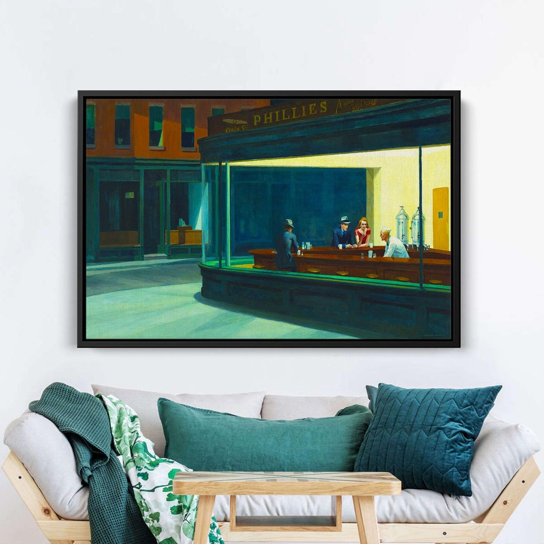 Edward Hopper Nighthawks Wall Art, Realism Art Retro Diner Canvas ...