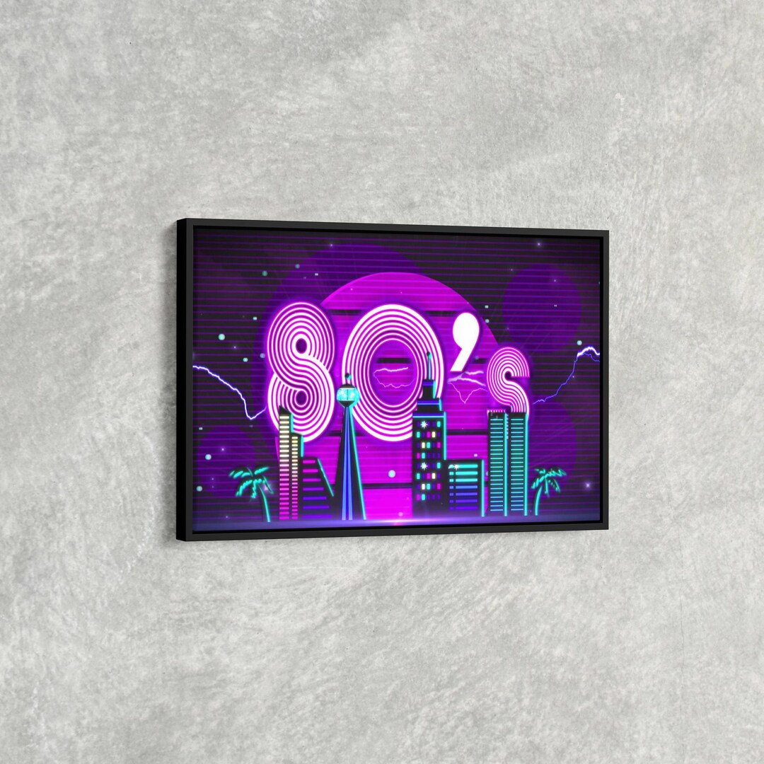 Vaporwave Wall Art, Synthwave Cyber Retro Style Canvas, 80's Vintage ...