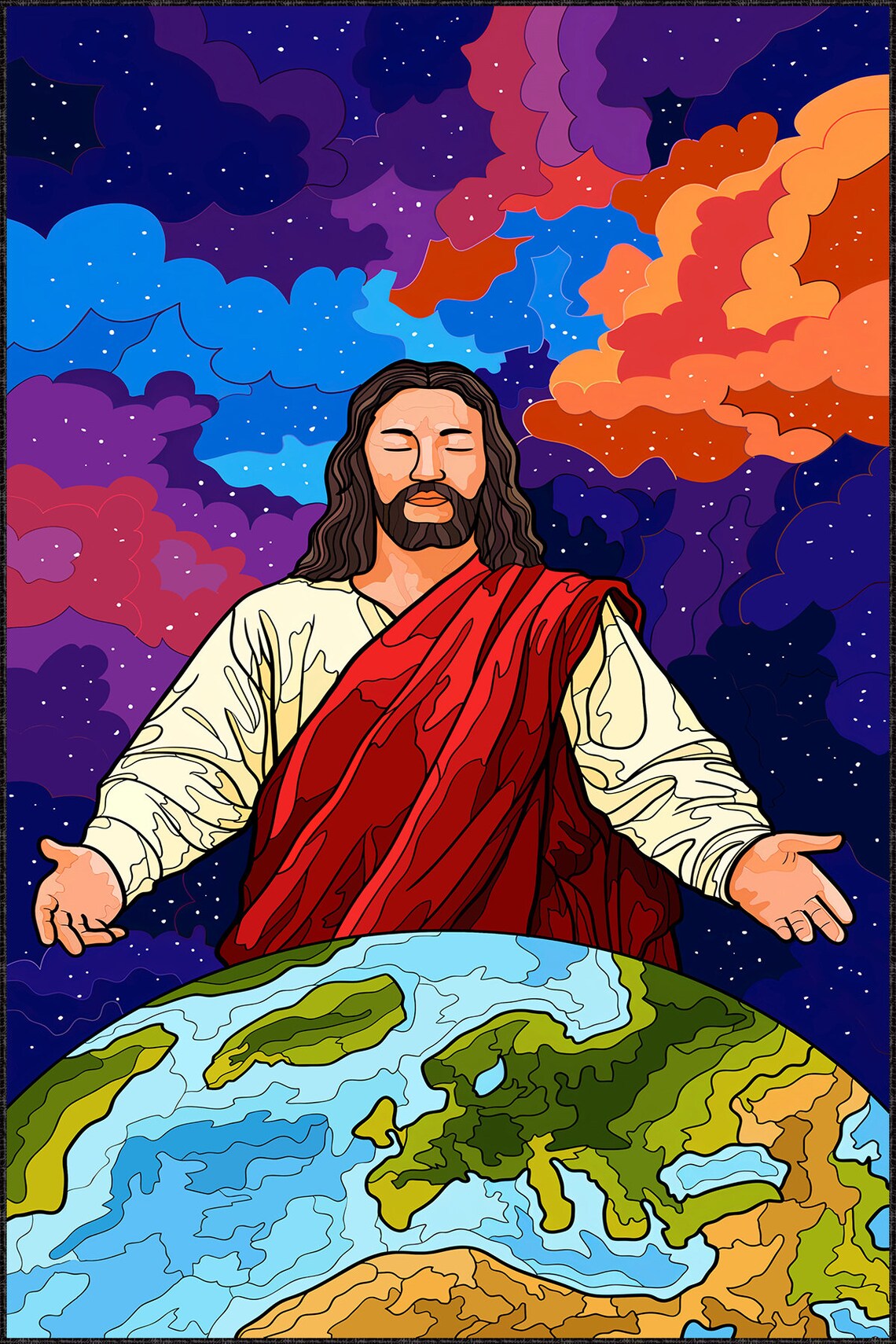 Jesus Christ Rug,jesus Christ and World Rug,digital Designed Rug ...