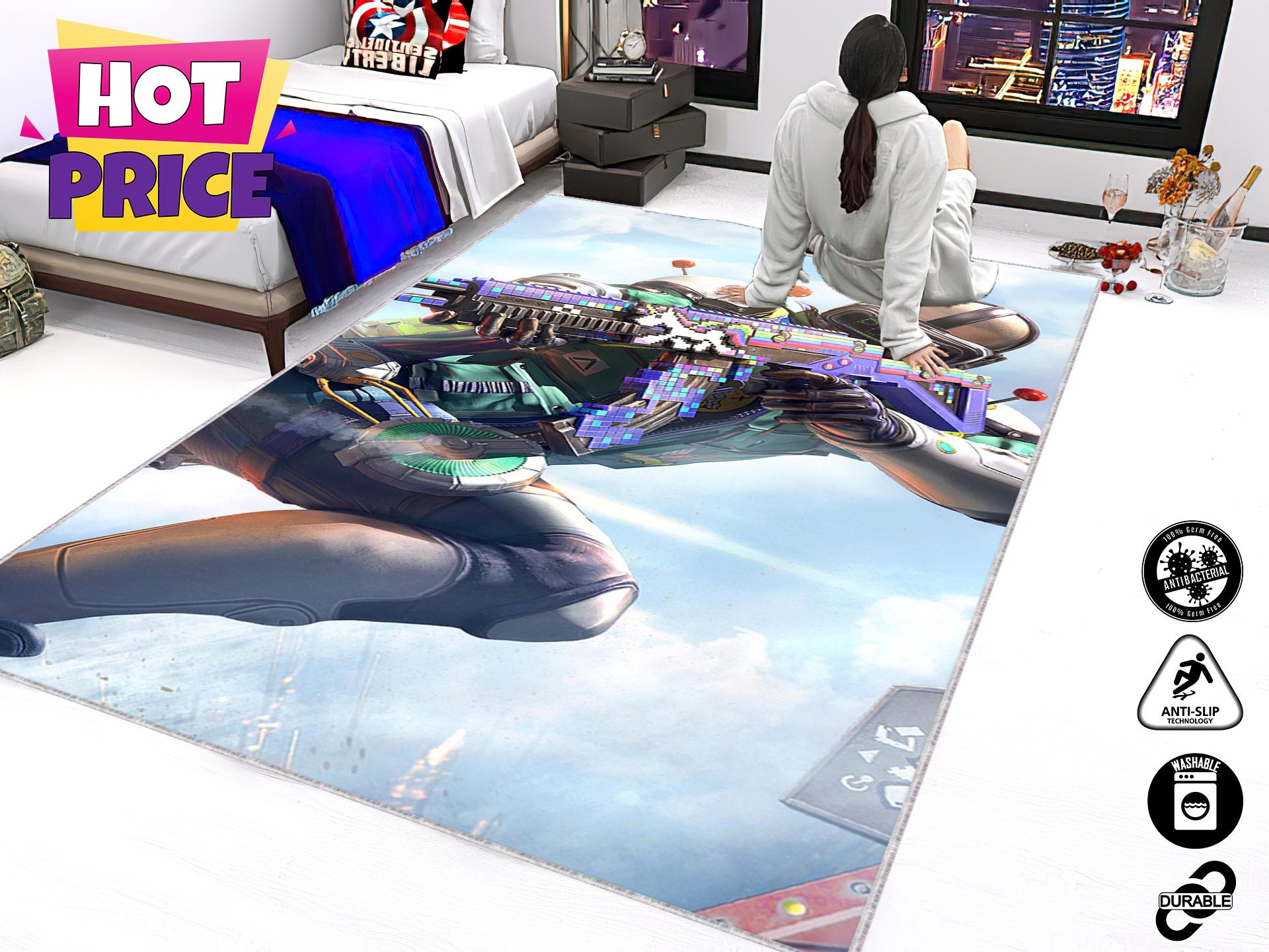 Pubg Rug,modern Design Rug,game Pattern Carpet,kids Room Rug,teen ...