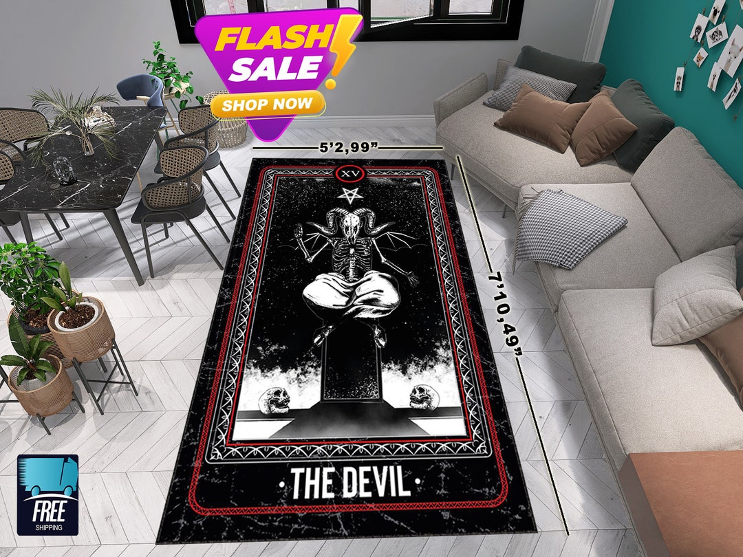 The Devil, Devil Tarot Card Rug,satanism Themed Rug,satanic Demon ...