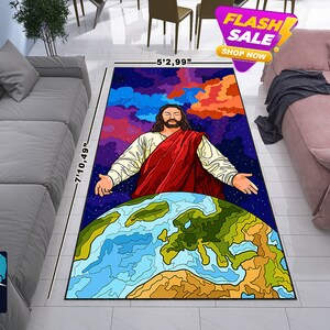 Jesus Christ Rug,jesus Christ and World Rug,digital Designed Rug ...