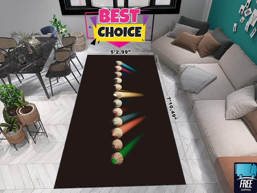 Pencil Design Carpet Rectangle Carpet Hanmade Decor Carpet - Etsy