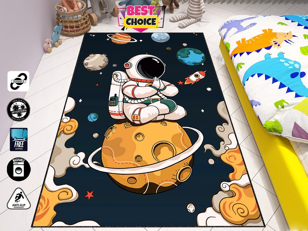 Astronaut and Meditation Rug,vector Rug,kids Room Rug,baby Room Rug ...