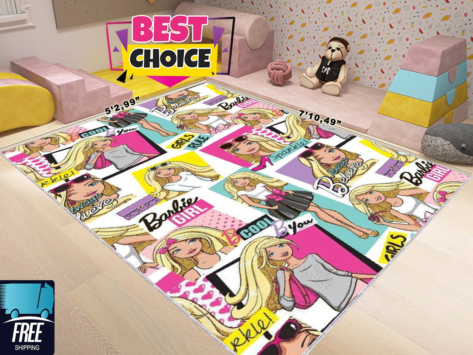 Barbie, Barbie Girl Rug, Kids Room Rug, Home Decor, Teen Room Rug ...