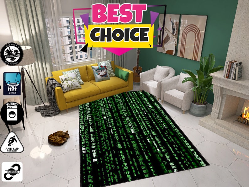The Matrix,the Matrix Themed Rug,green Colored Rug,coding Rug,science ...