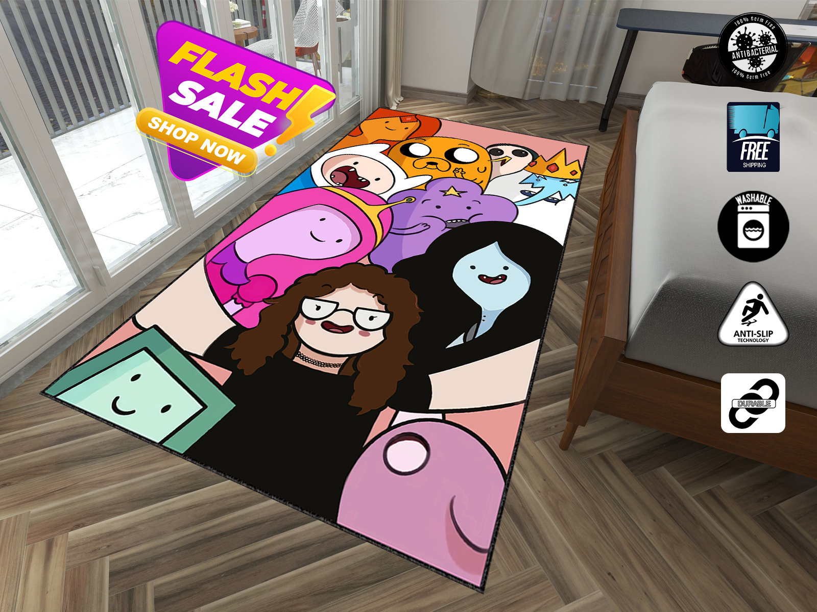 Adventure Time Rug,cartoon Patterned Rug,bedroom Rug,living Room Carpet ...