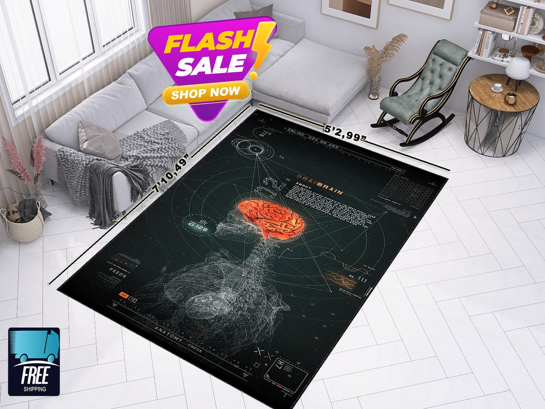 Brain Rug,science Themed Rug,personalized Rug,home Decor,modern Design ...