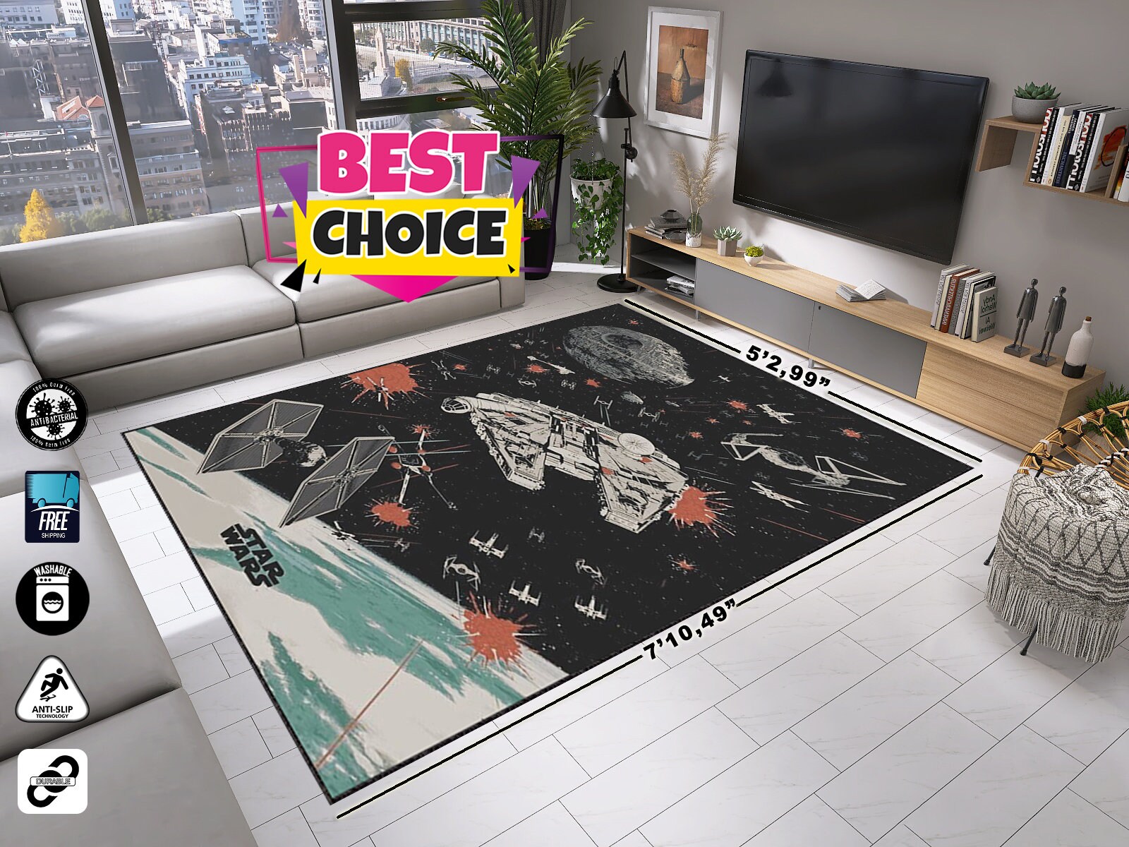 Star Wars, Star Wars Retro Rug, Popular Movie Series Rug, Decorative ...