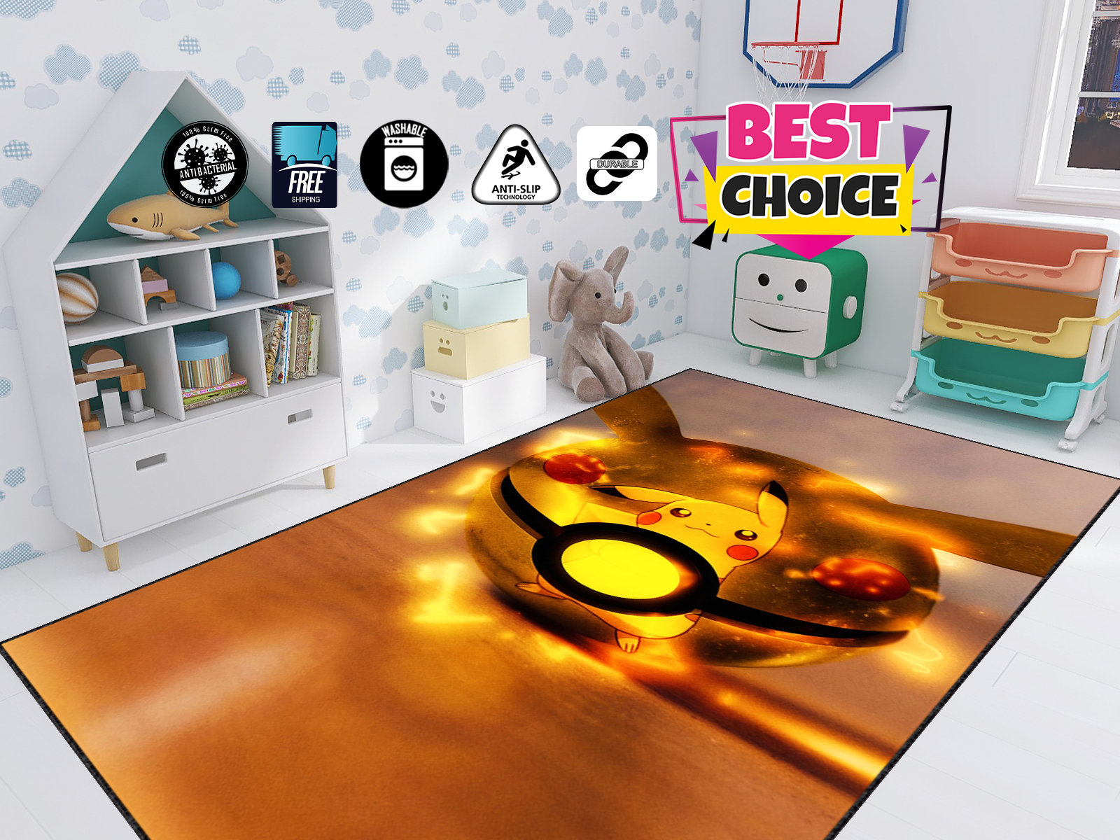Pikachu and Pokemon Rug,pokemon Rug,cartoon Rug,personalized Rug,home ...