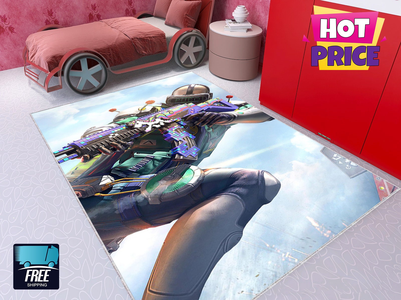 Pubg Rug,modern Design Rug,game Pattern Carpet,kids Room Rug,teen ...