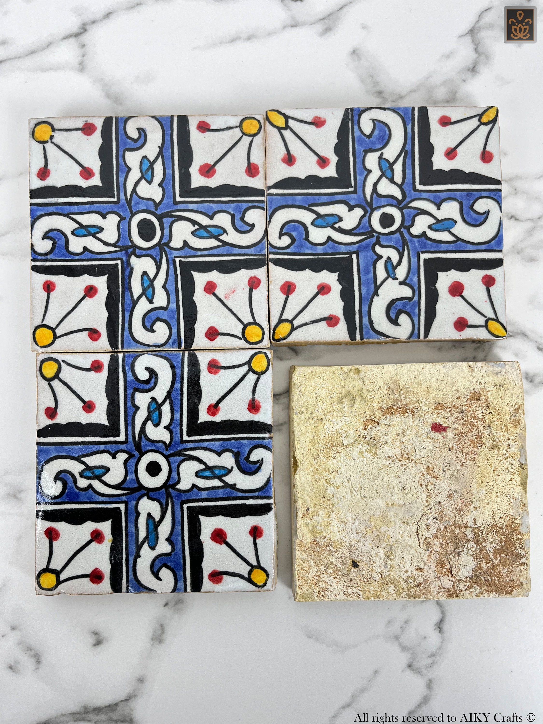 Hand-painted Zellige Beldi Tiles 4x4 A Touch of - Etsy