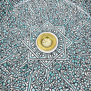 Elegant Turquoise Blue Hand-painted Ceramic Basin With 14K Gold Touches ...