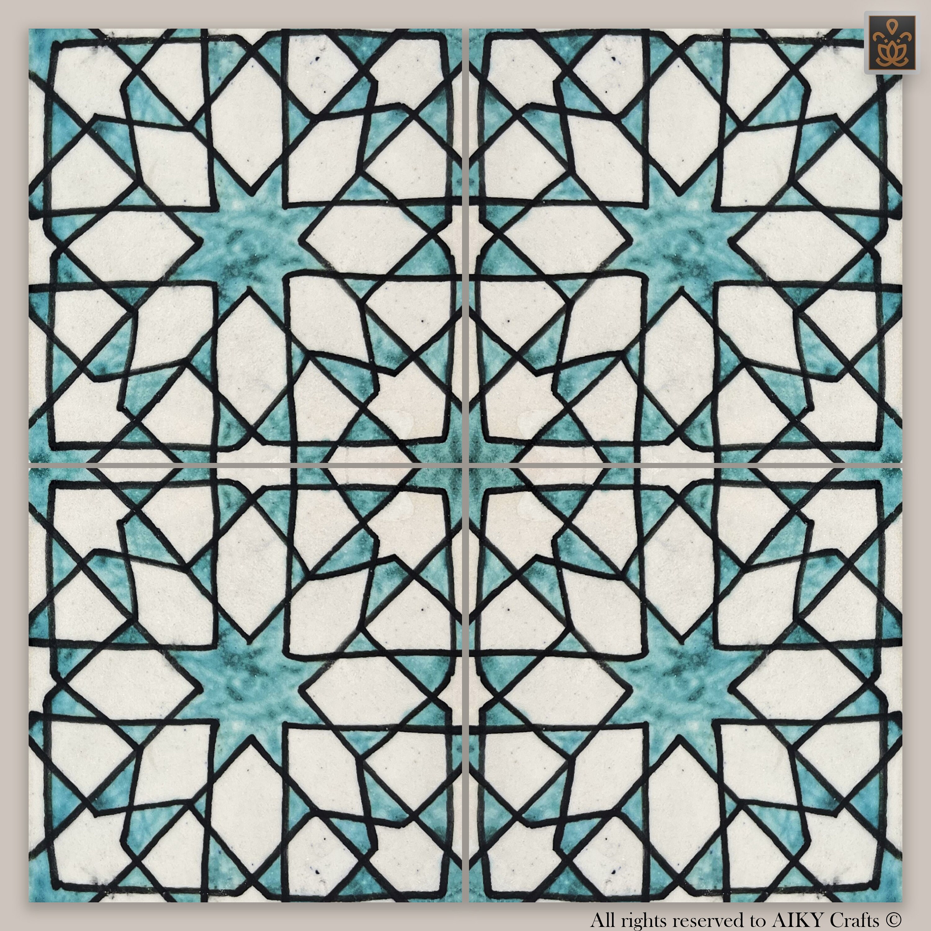 Artistic Excellence: Handcrafted 4"x4" Moroccan Zellige Beldi Tiles for ...