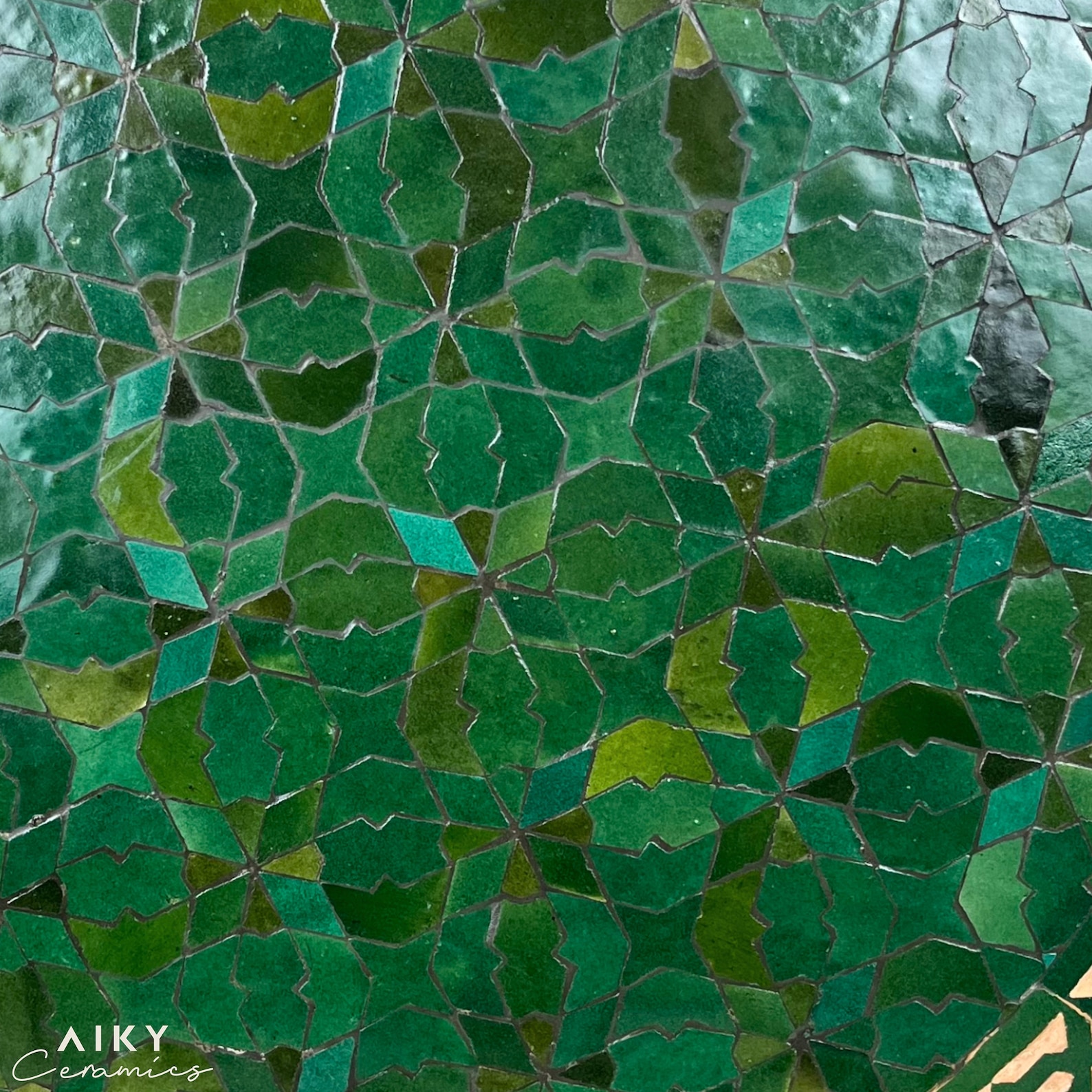 Exquisite Emerald Green Moroccan Zellige Mosaic Tile Tabletop With ...