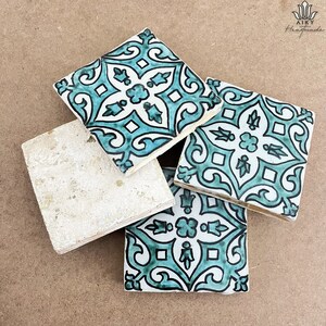 10 Turquoise Artisanal 4"x4" Moroccan Zellige Beldi Tiles - Infuse Your ...