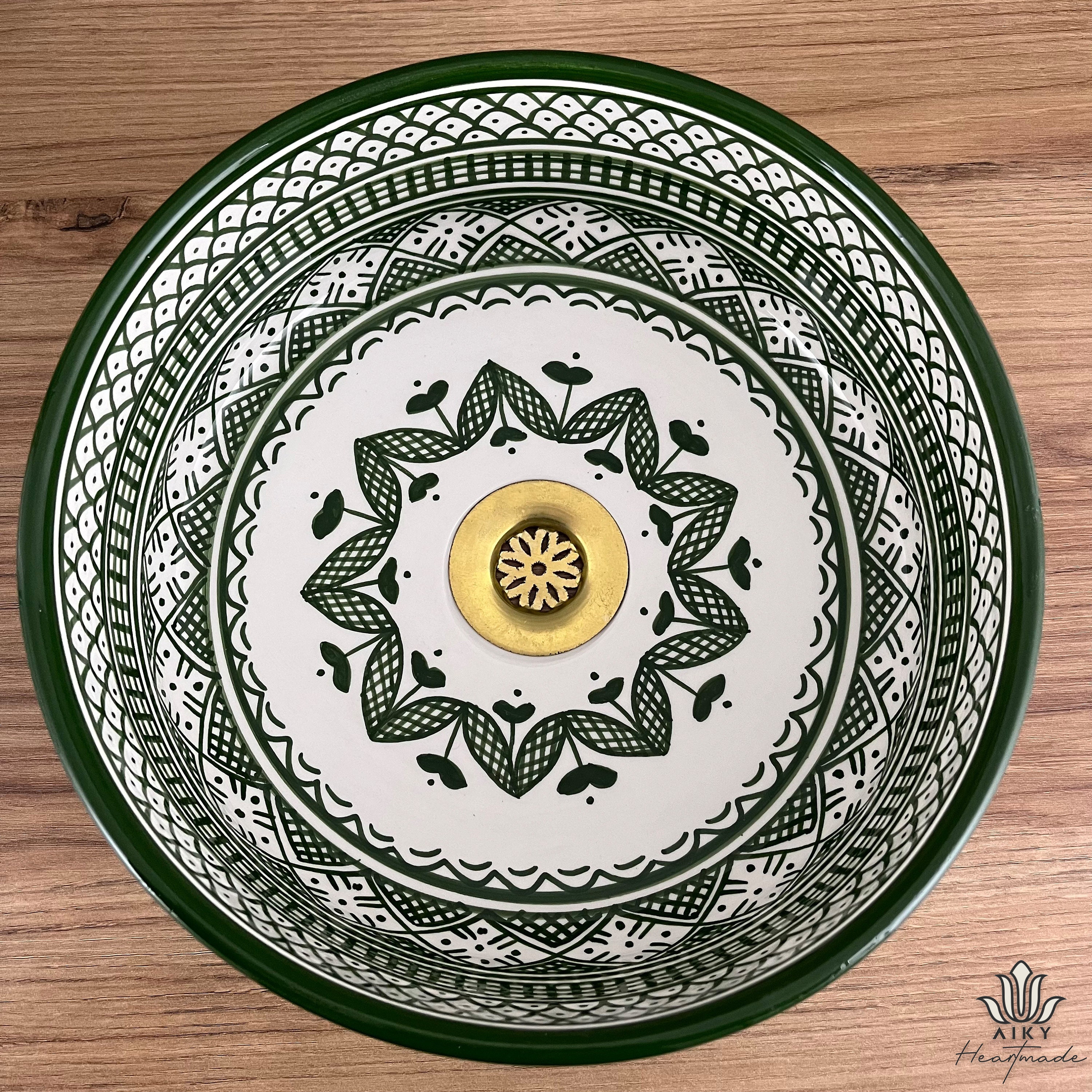 Midnight Opulence: Artisan-crafted Hand-painted Moroccan Ceramic Basin ...