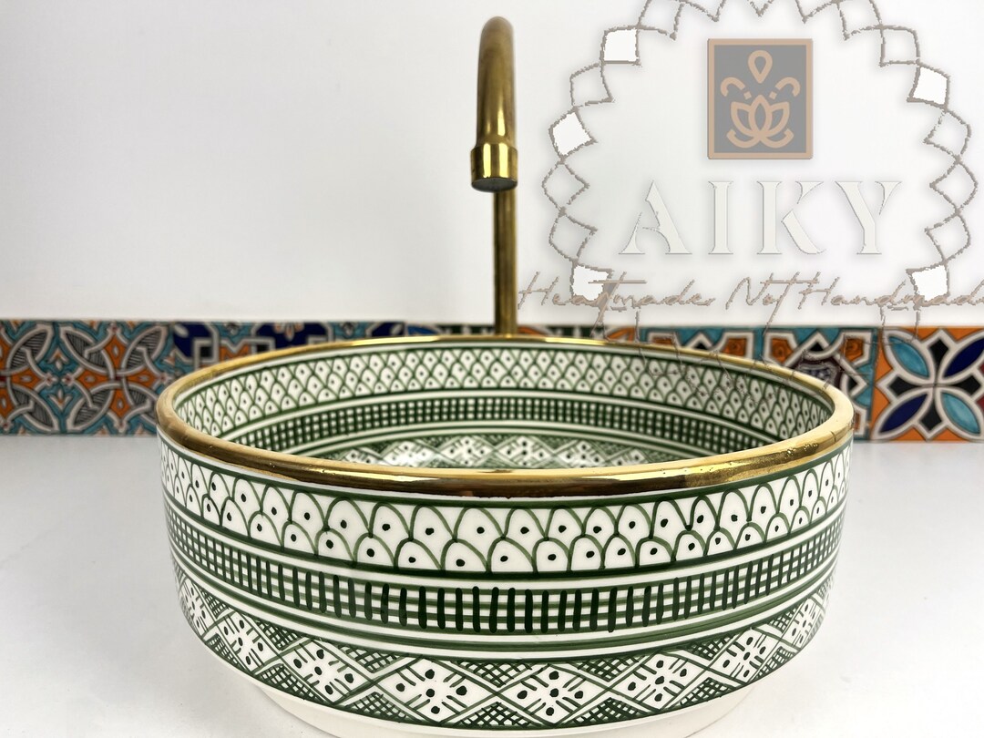 Exquisite Hand-painted Ceramic Sink With 14K Gold Highlights Custom ...