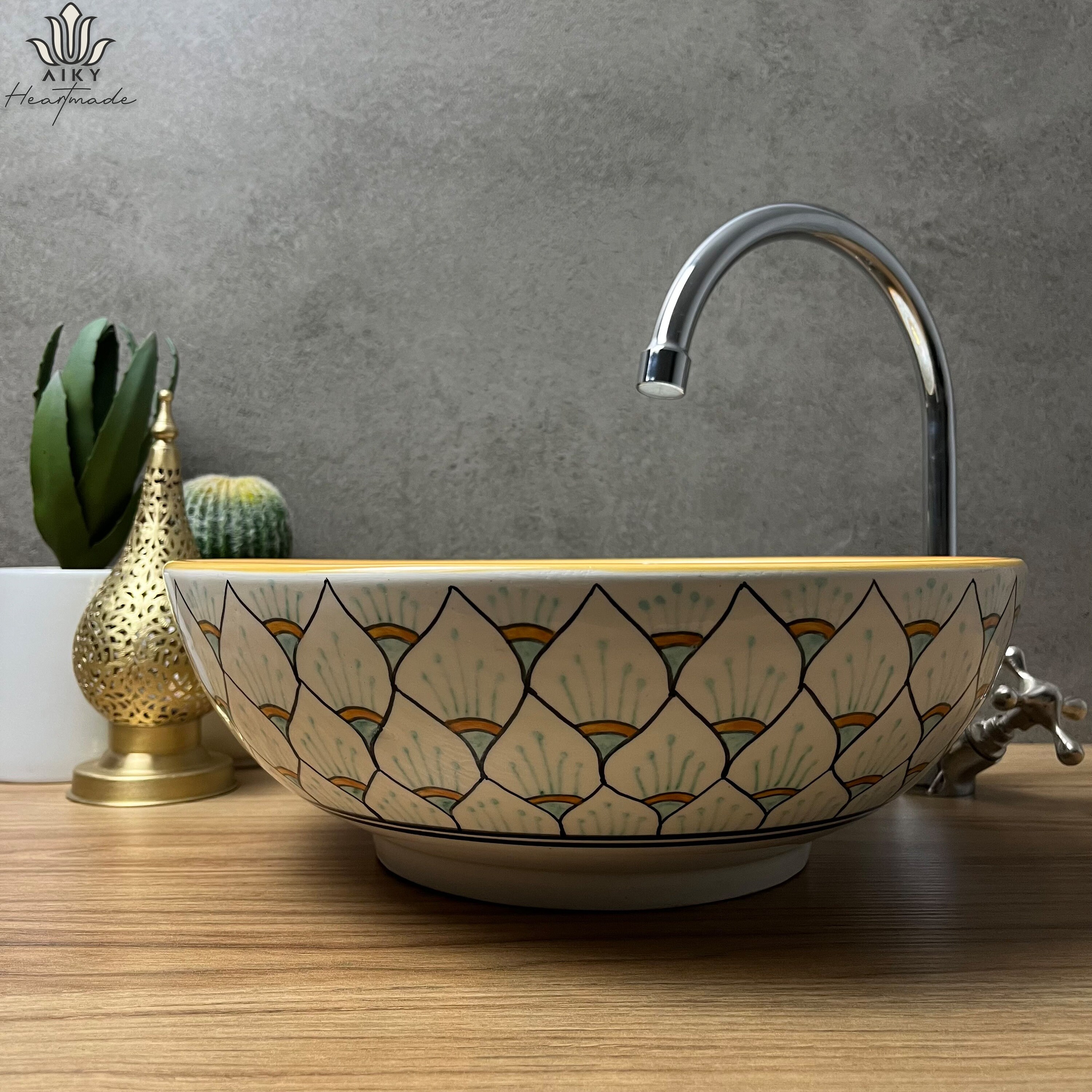 Moroccan Masterpiece: Handmade & Hand-painted Ceramic Sink, Artisanal ...