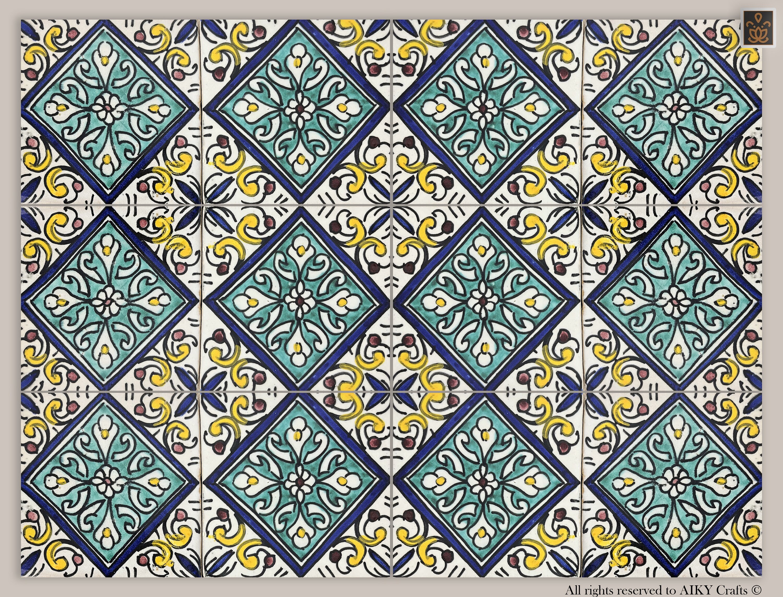 Handcrafted Moroccan Zellige Beldi 4"x4" - Exquisite Hand-painted Tiles ...