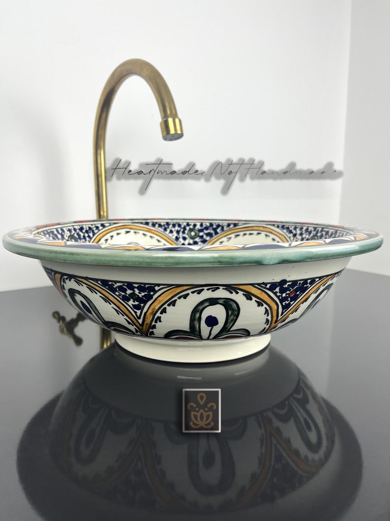 Vibrant Moroccan Vessel Handmade Ceramic Basins in Natural Shades ...