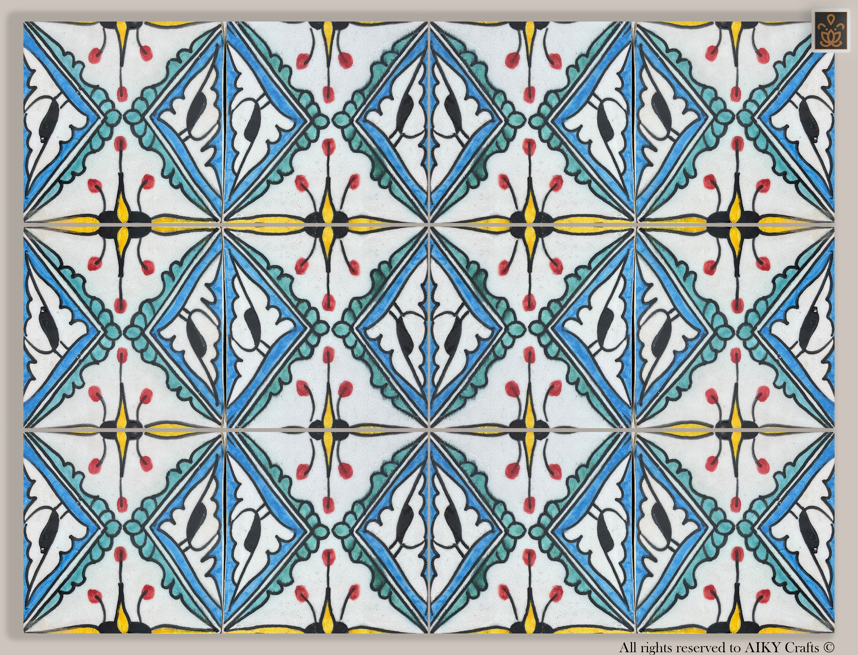 Artistic Excellence: Handcrafted 4x4 Moroccan Zellige Beldi Tiles for ...