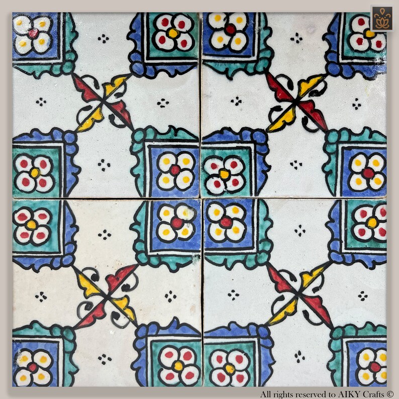 10 Tiles Moroccan Inspired Beauty: Exquisite Hand-painted Tiles for ...