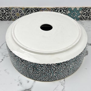 Elegant Turquoise Blue Hand-painted Ceramic Basin With 14K Gold Touches ...