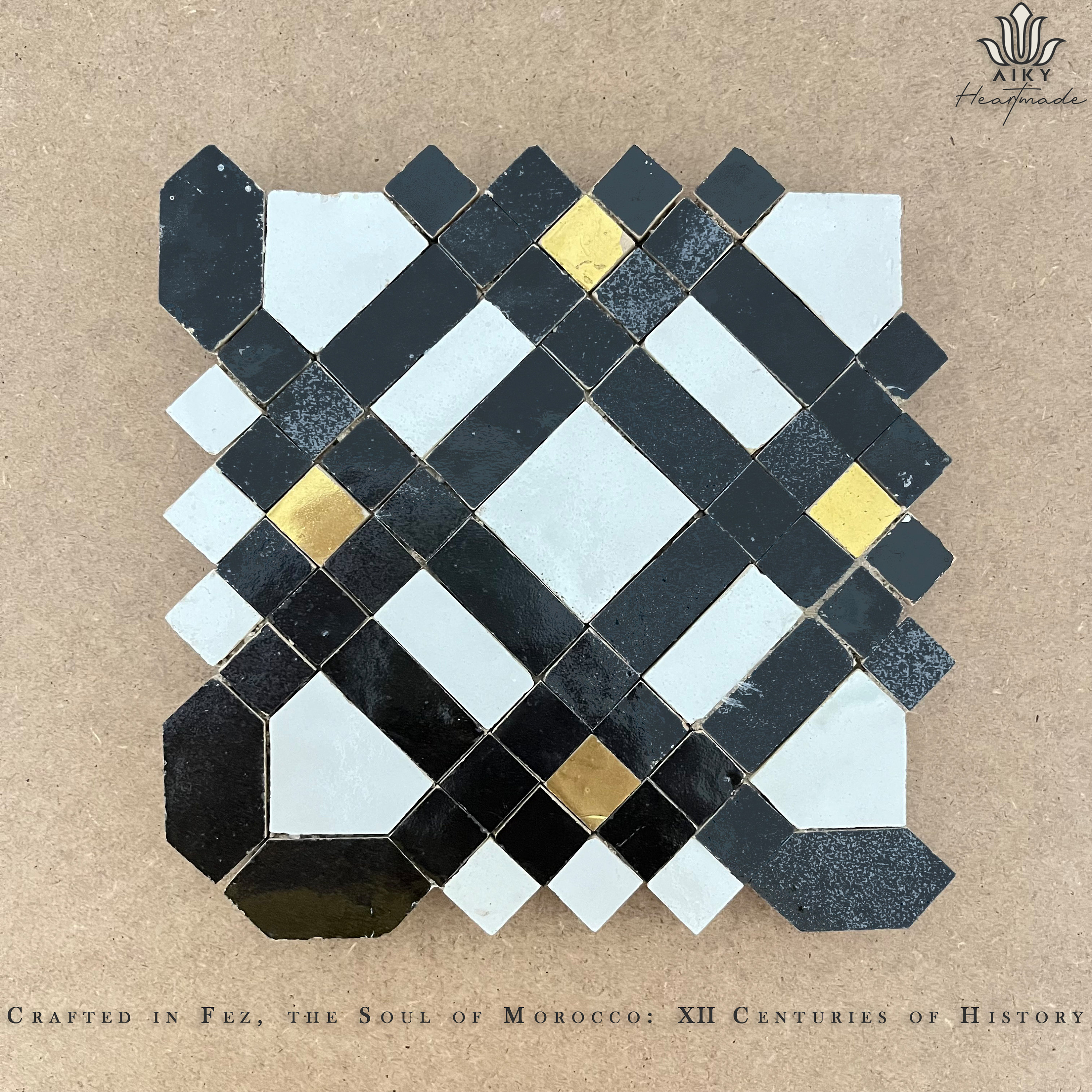 Mosaic Majesty: Handcrafted Moroccan Zellige Artisanal Elegance Black ...