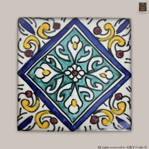 Handcrafted Moroccan Zellige Beldi 4"x4" - Exquisite Hand-painted Tiles ...