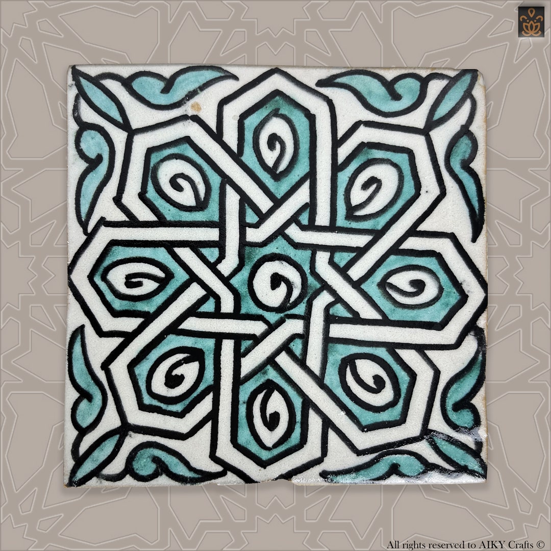 Hand-painted Beauty: Moroccan Zellige Beldi Ceramic Tiles 4"x4 ...