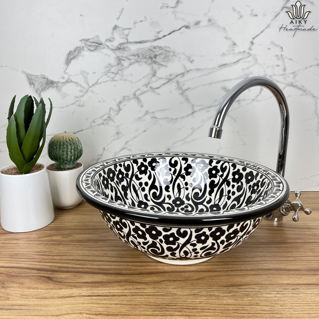 Moroccan Ceramic Basin With A Tulip Motif Adds A Touch of Nature to ...
