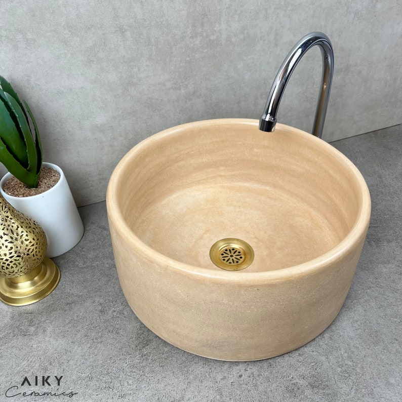 Authentic Moroccan Terracotta Basin Luxury Beige Tadelakt Wash Bowl ...