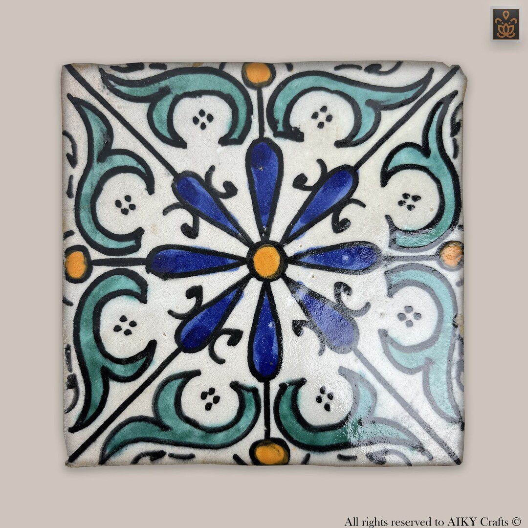 A Touch of Morocco - Hand-painted 4"x4" Zellige Beldi Tiles for Your ...