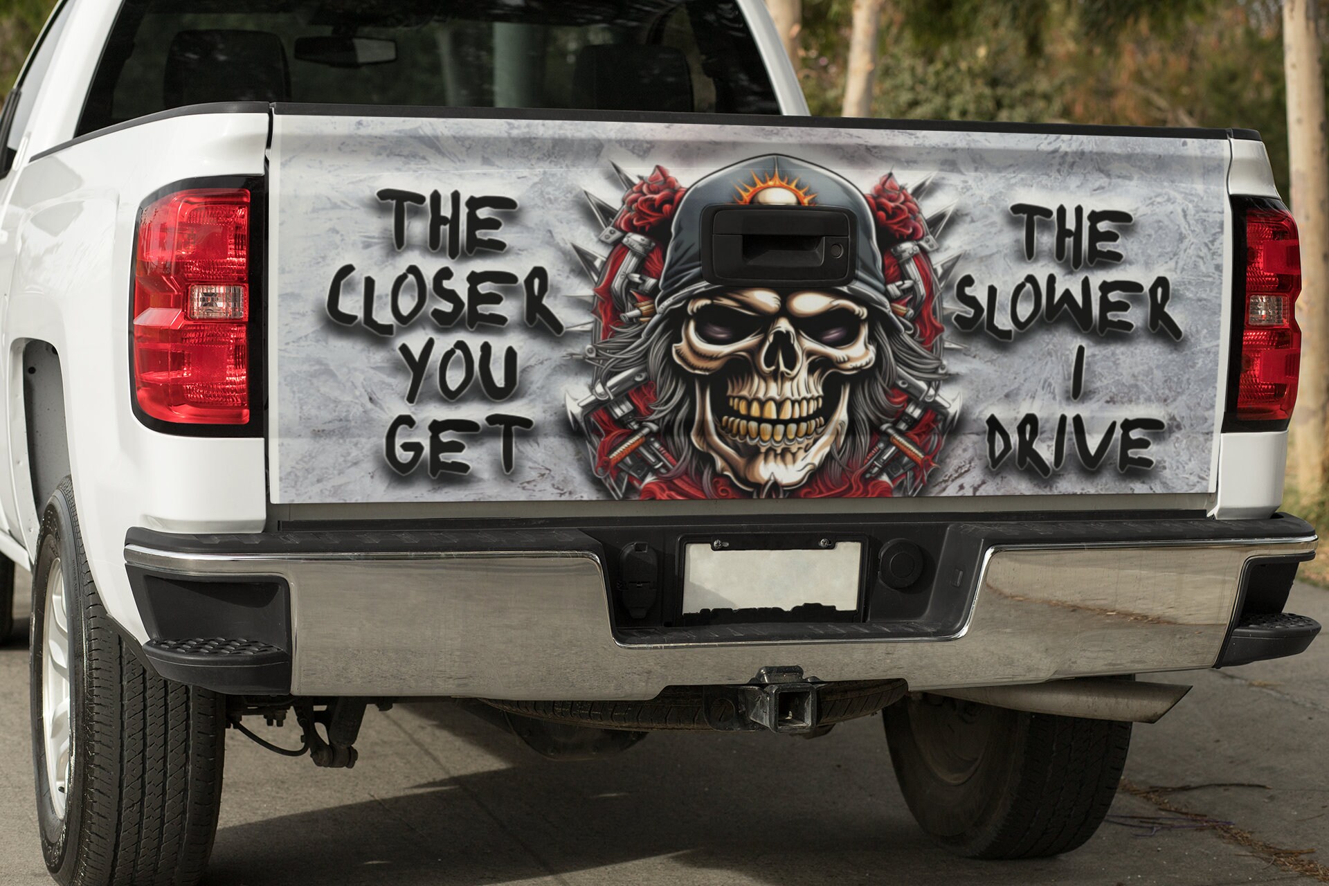 Skull the Closer You Get Car License Plate PNG, 300 DPI Digital ...