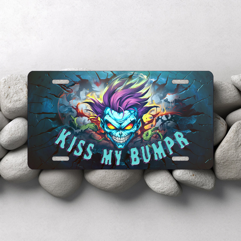 Skull Kiss My Bumpr Car License Plate PNG, 300 DPI Instant Digital ...