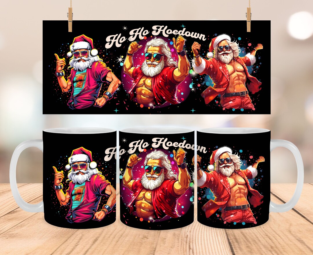 Ho Ho Hoedown Santa Mug Wrap, Christmas Dancer PNG (digital Download ...