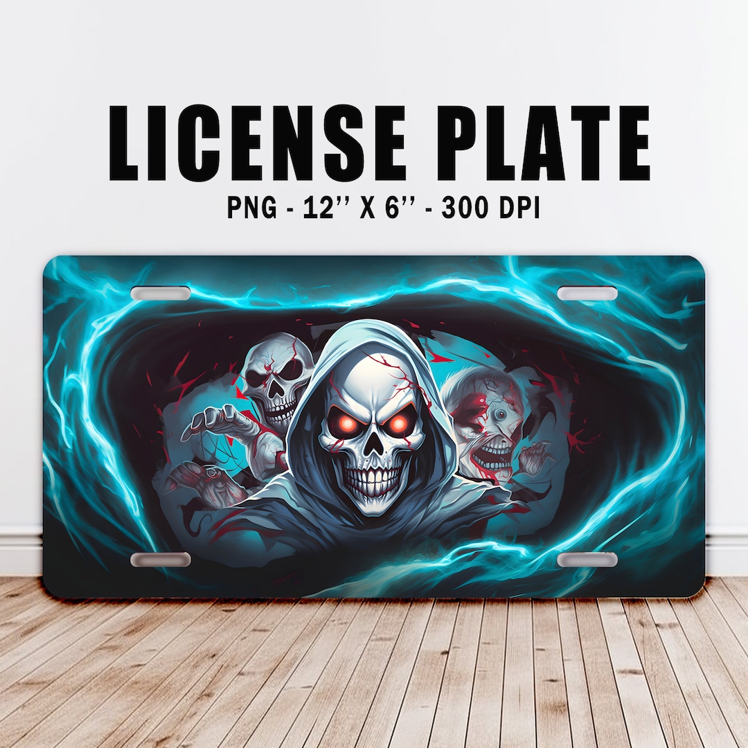 Skull Spectral Ride Car License Plate PNG, 300 DPI Instant Digital ...