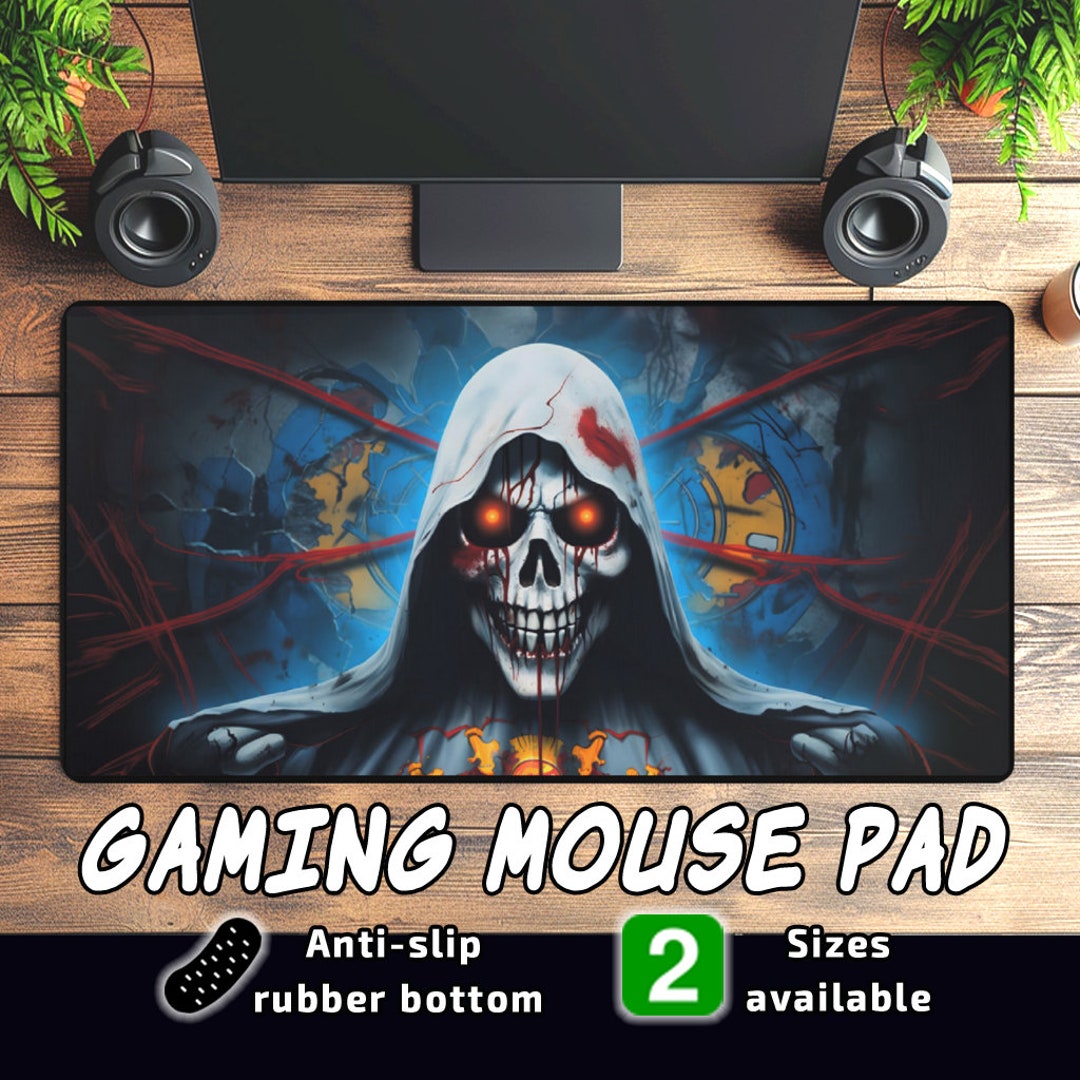 Skull Grim Reaper Gaming Mouse Pad: Large Anti-slip Horror Desk Mat - Etsy