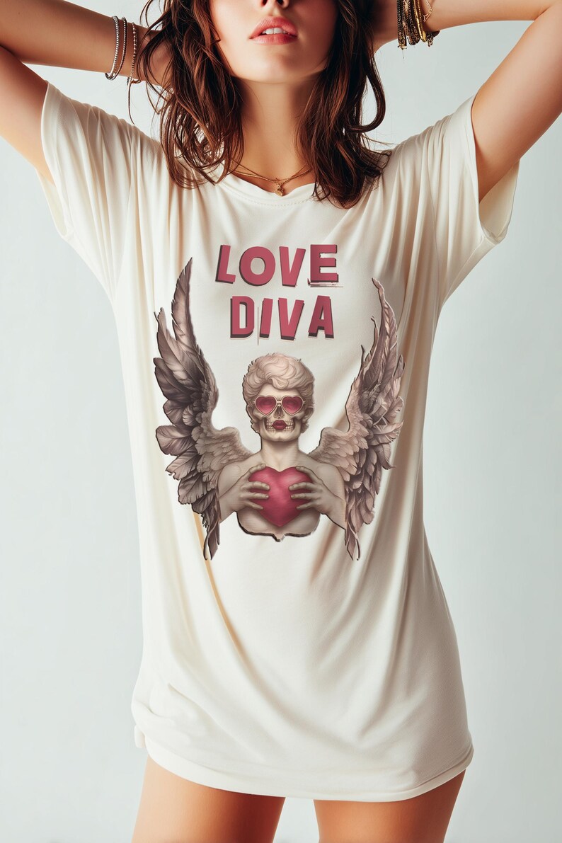 Angel Skull: Retro Artistic PNG. Love Diva Graphics, Dark Vintage Cupid ...