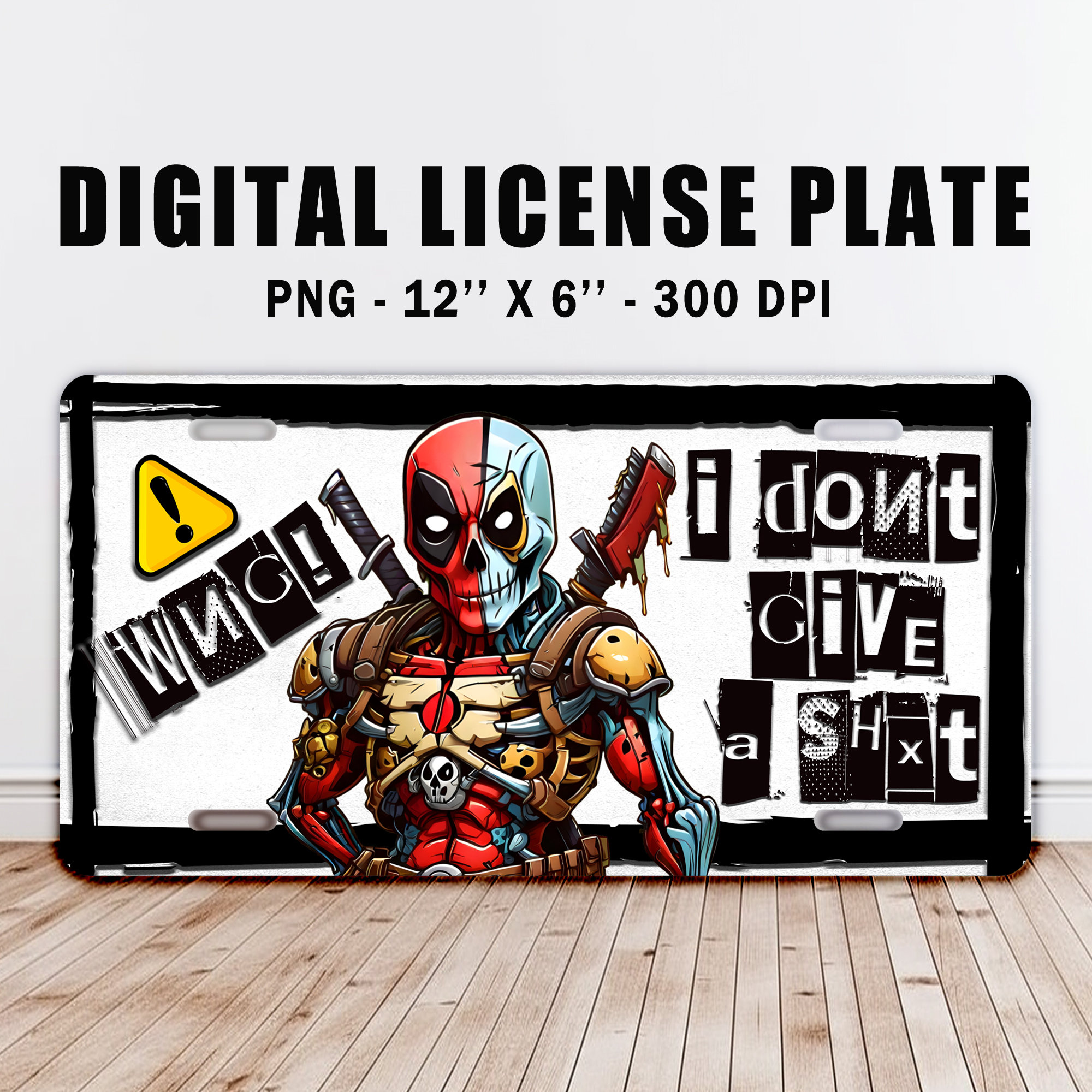 Skelepool Warning Car License Plate PNG, 300 DPI Digital Download ...