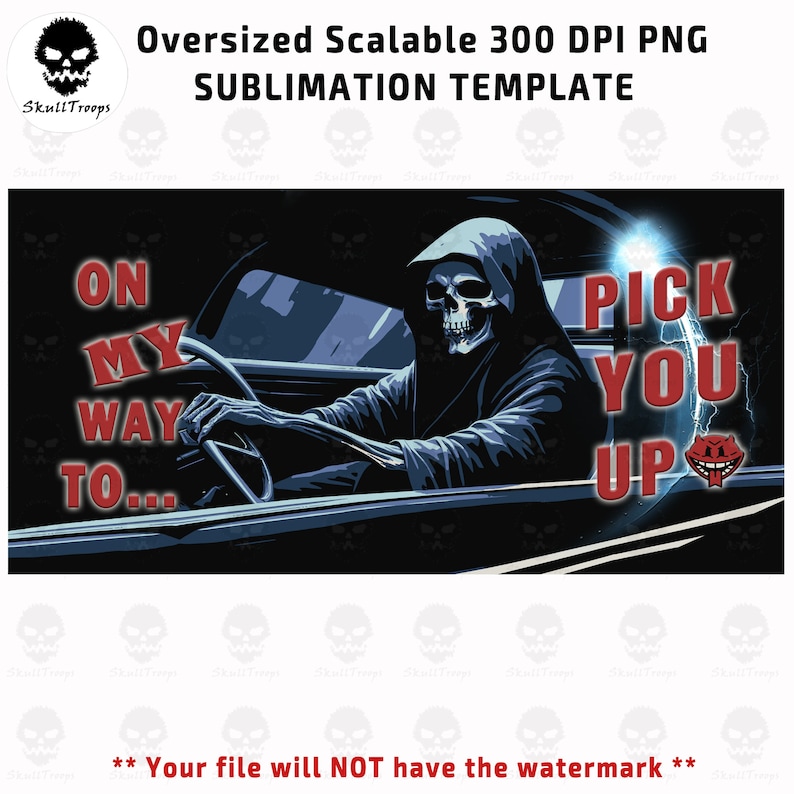 Grim Reaper on His Way License Plate PNG, 300 DPI Digital Download Sublimation Print Resizable ...